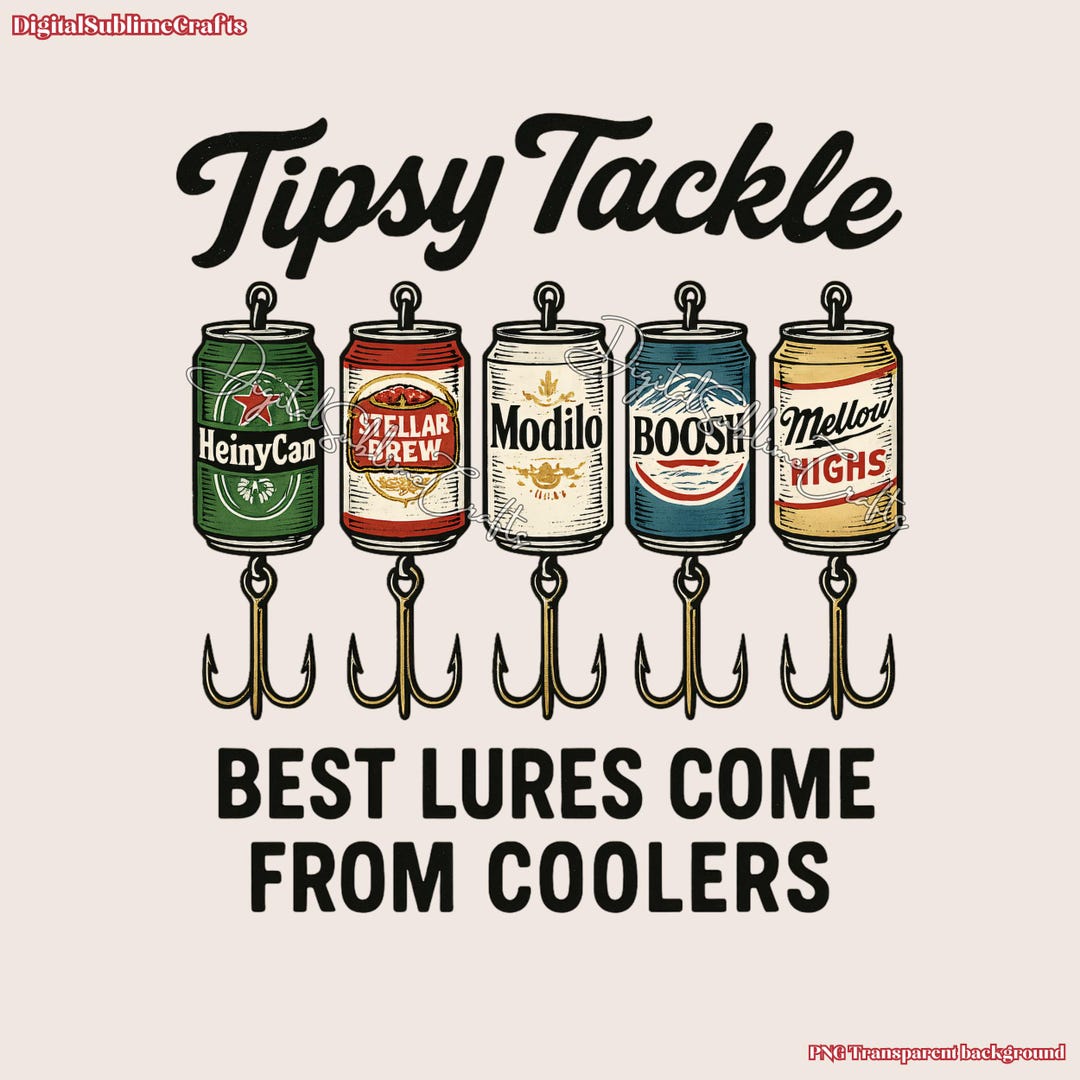 Funny Beer Can Fishing Lure PNG: Tipsy Tackle Design (digital Download ...