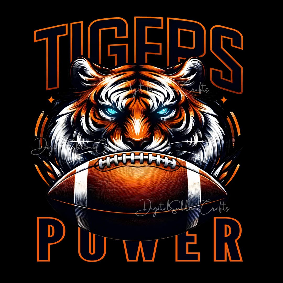 Tiger Football Power Sublimation PNG, Fierce Tiger Sports Graphic, Wild ...