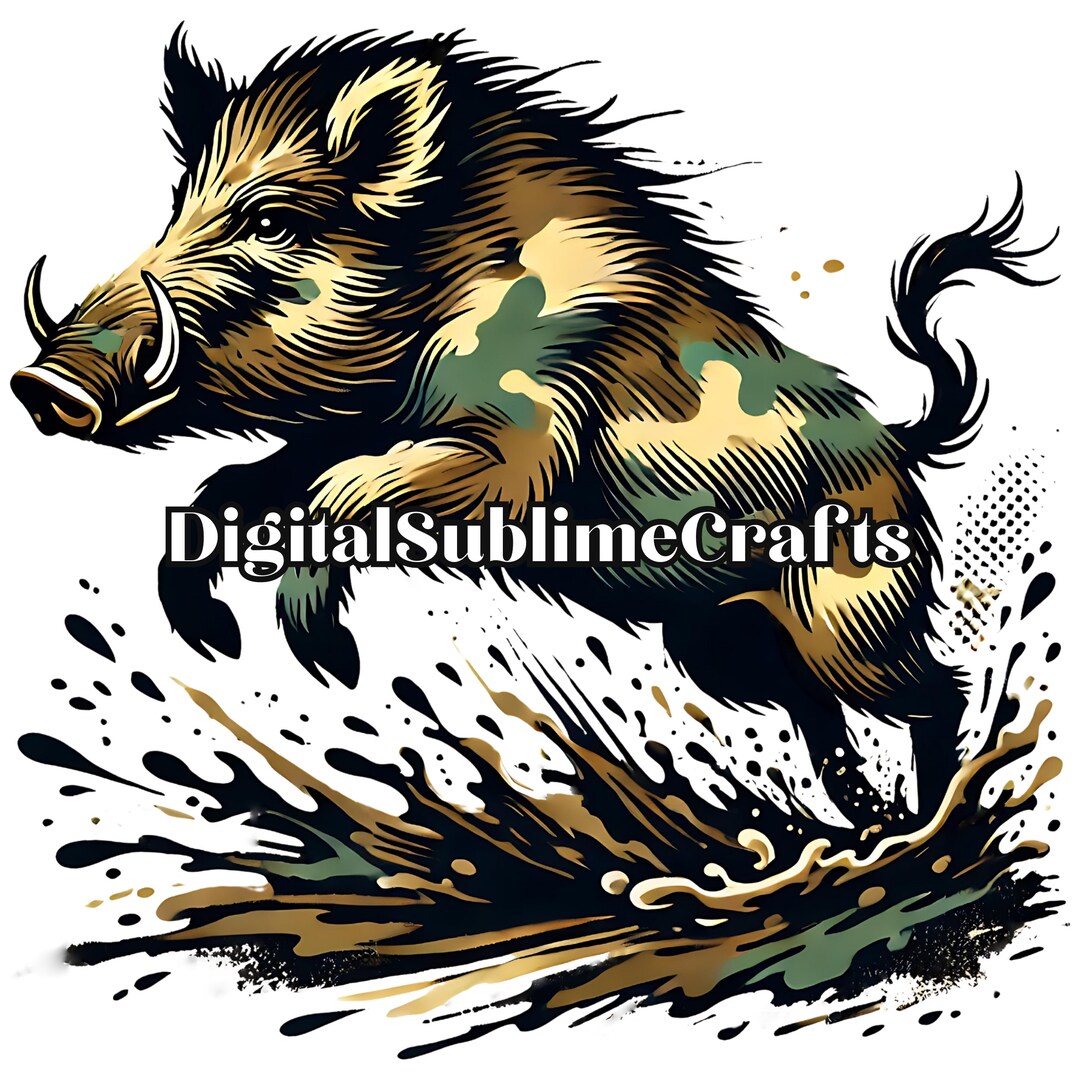 Camo Wild Boar PNG: Sublimation Design for T-shirts (digital Download ...