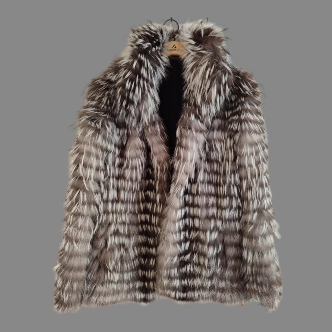 Saga Furs Silver Fox Fur Jacket Greece Women's Formal - Etsy