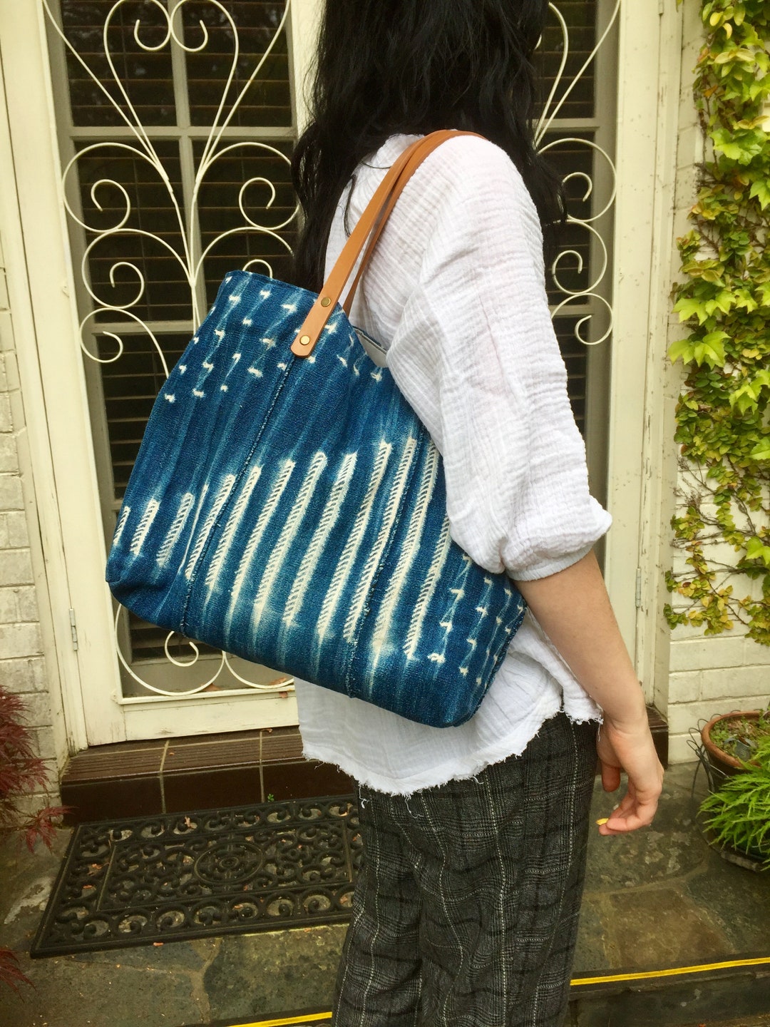 Vintage African Indigo Tote-african Indigo Blue Beach Bag-authentic ...