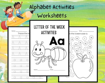 Preschool Pre-k + Kindergarten Alphabet Worksheet | 3 Workbook ...