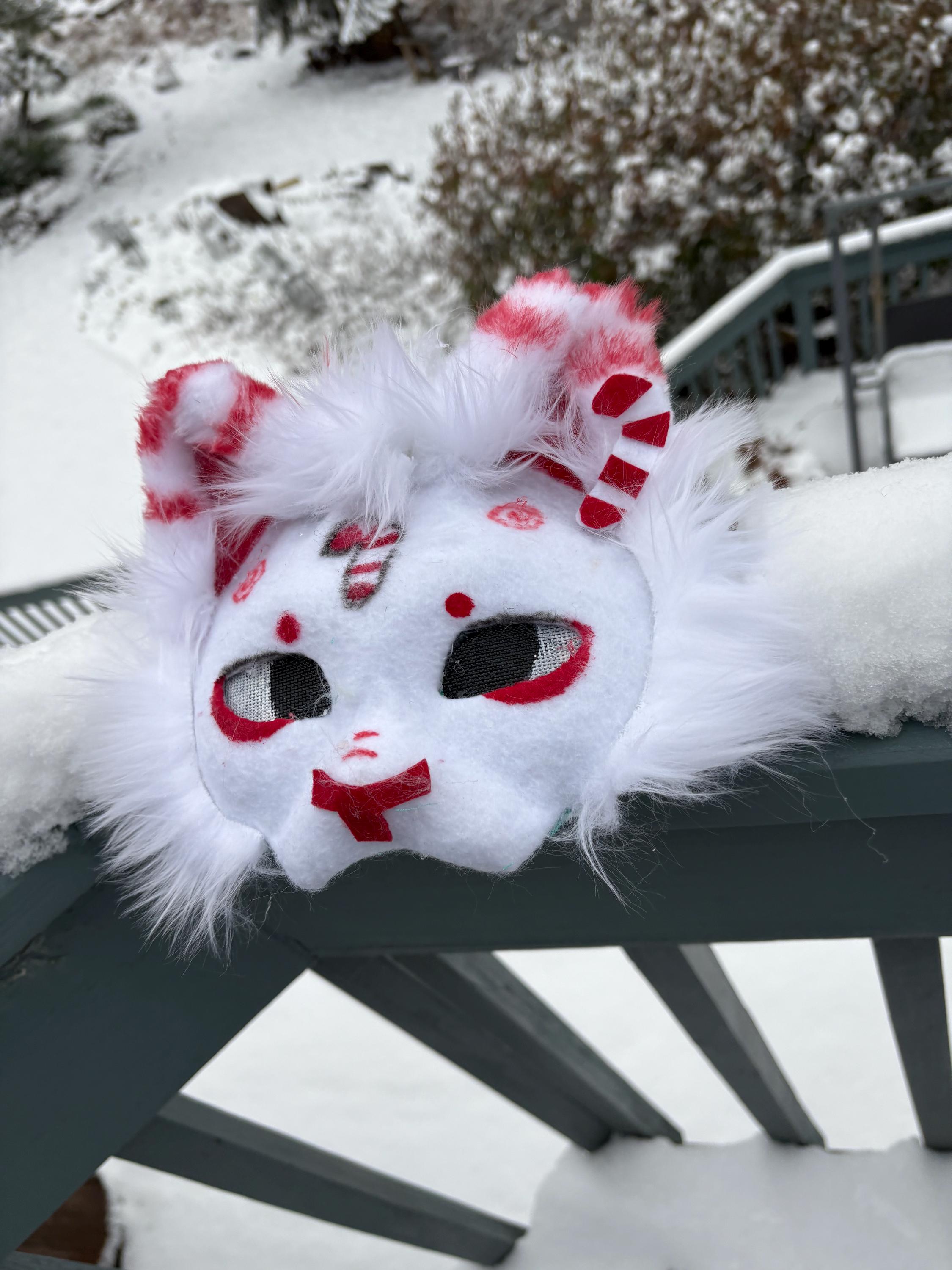 Candycane Cat Therian Mask - Etsy