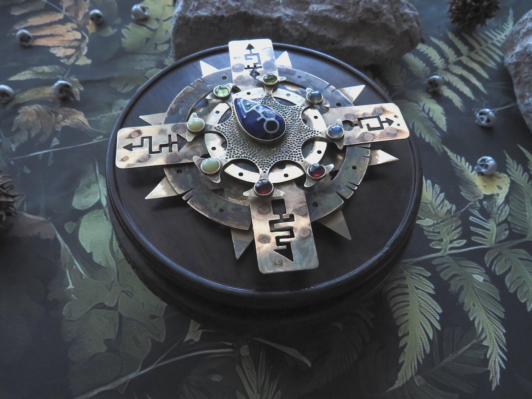 Magical Steampunk Compass, Natural Stones and Ceramic on Vintage Stand ...