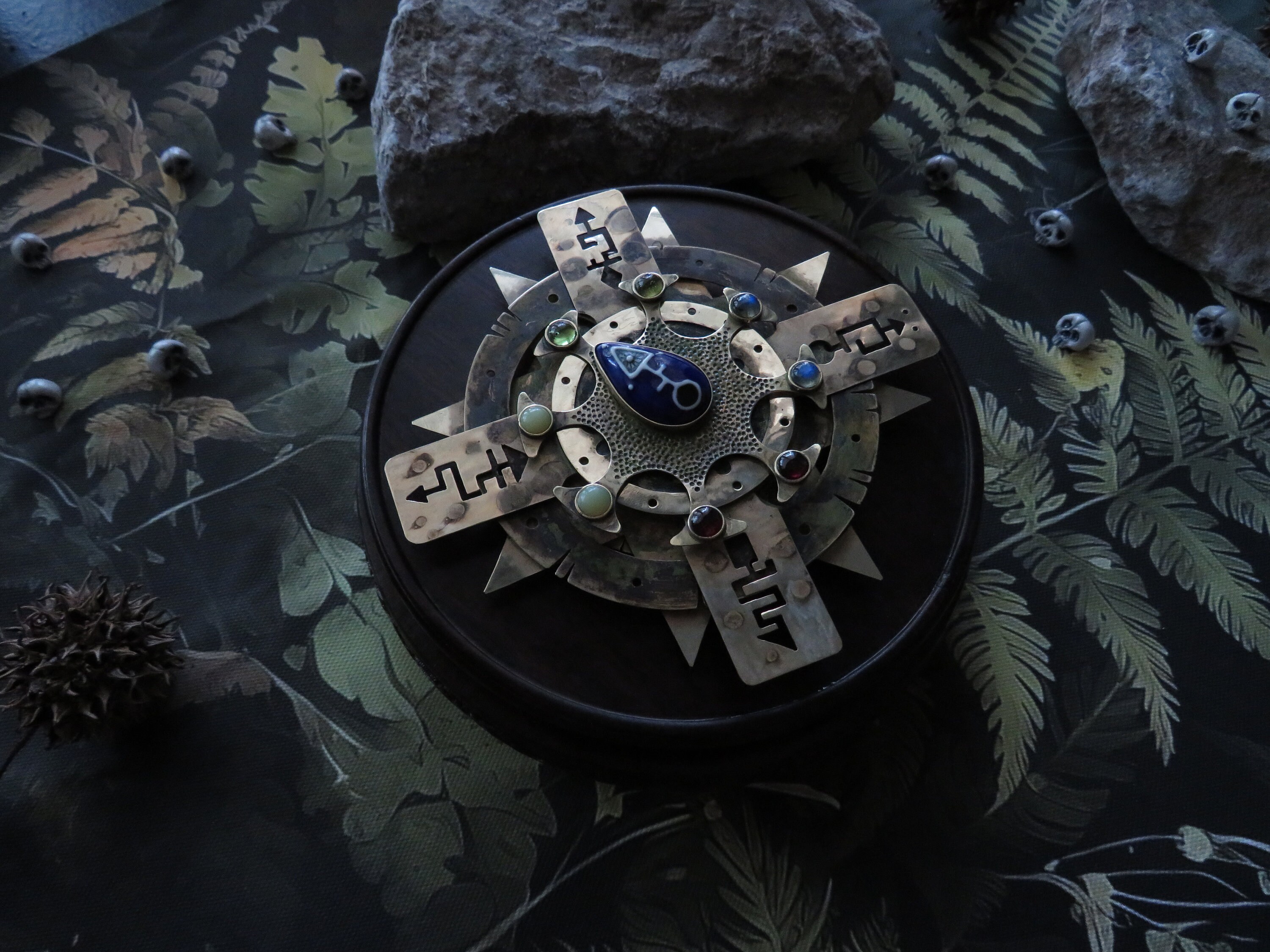 Magical Steampunk Compass, Natural Stones and Ceramic on Vintage Stand ...