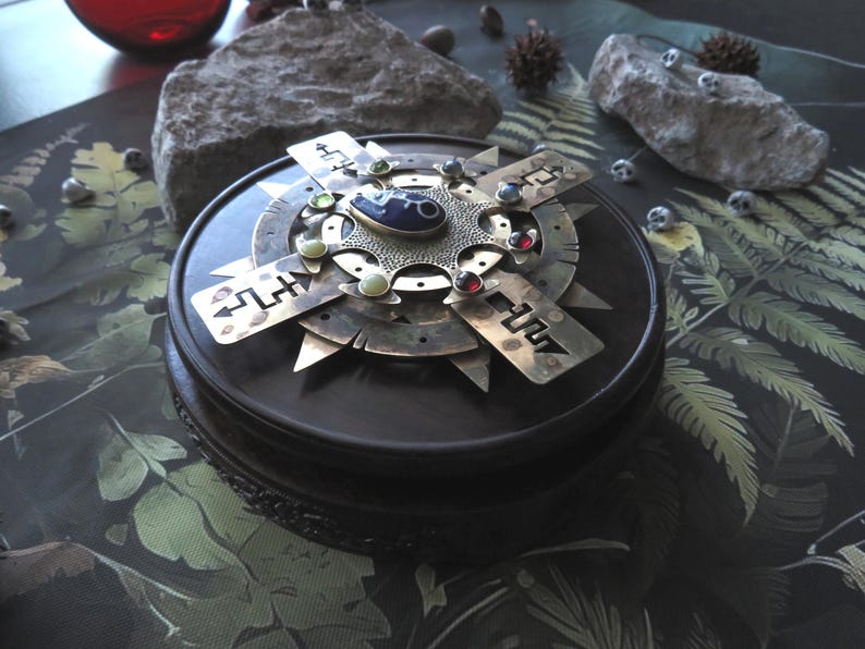Magical Steampunk Compass, Natural Stones and Ceramic on Vintage Stand ...