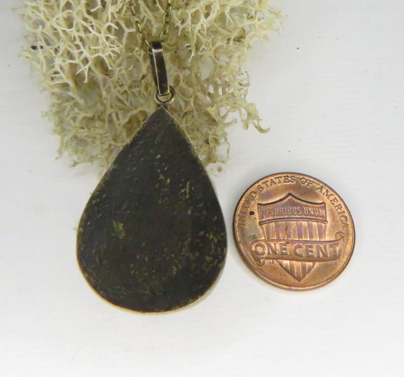 Clear Quartz Moss Necklace - Nature Inspired Brass Pendant, Goblincore ...