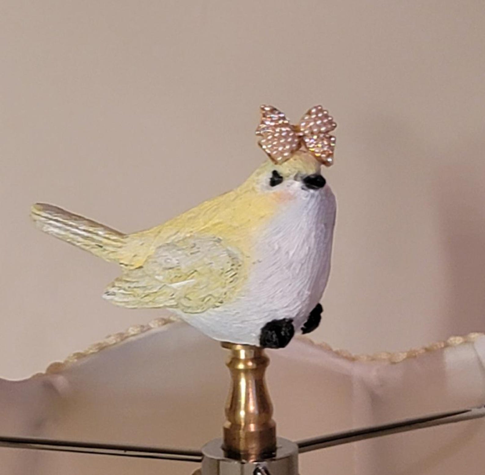 Adorable Bird Lamp Finials With Bows,pearls and Rhinestones,home Decor ...