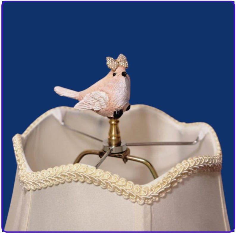 Adorable Bird Lamp Finials With Bows,pearls and Rhinestones,home Decor ...