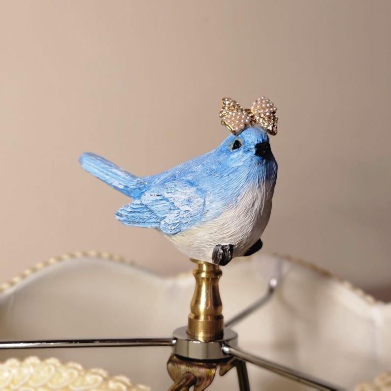 Adorable Bird Lamp Finials With Bows,pearls and Rhinestones,home Decor ...