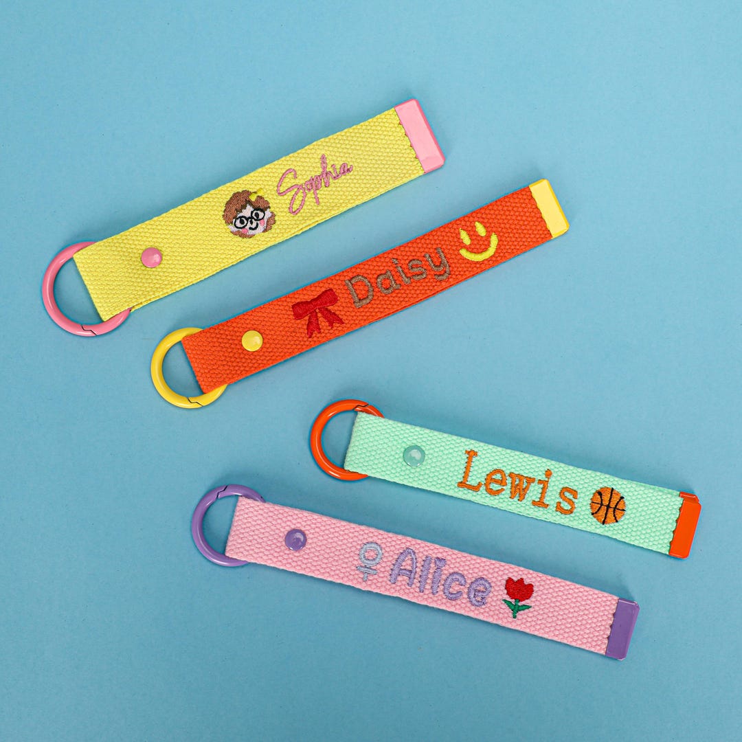 Personalized Embroidered Name Tag, Colorful Bag Tag, Custom Keychain ...