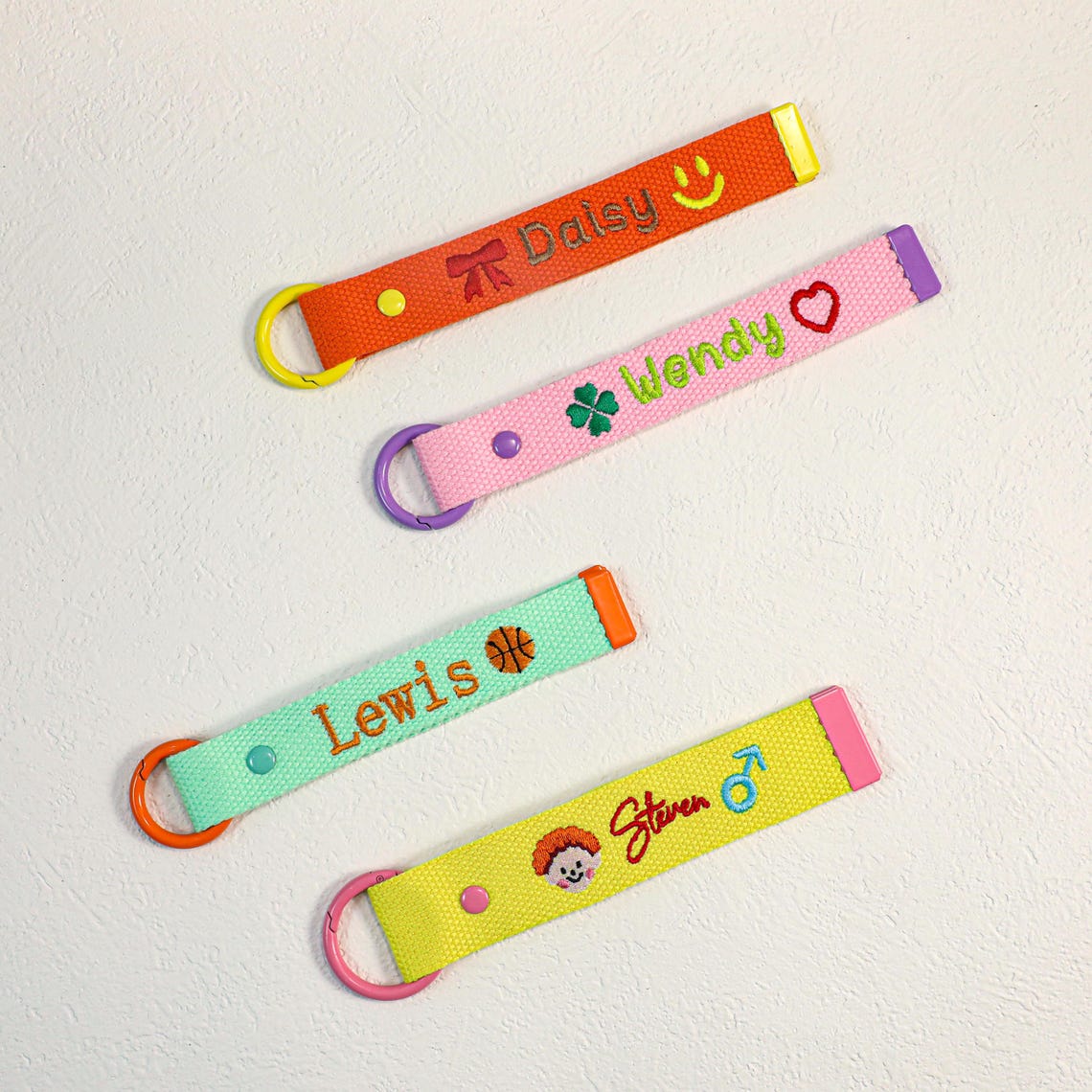 Personalized Embroidered Name Tag, Colorful Bag Tag, Custom Keychain ...