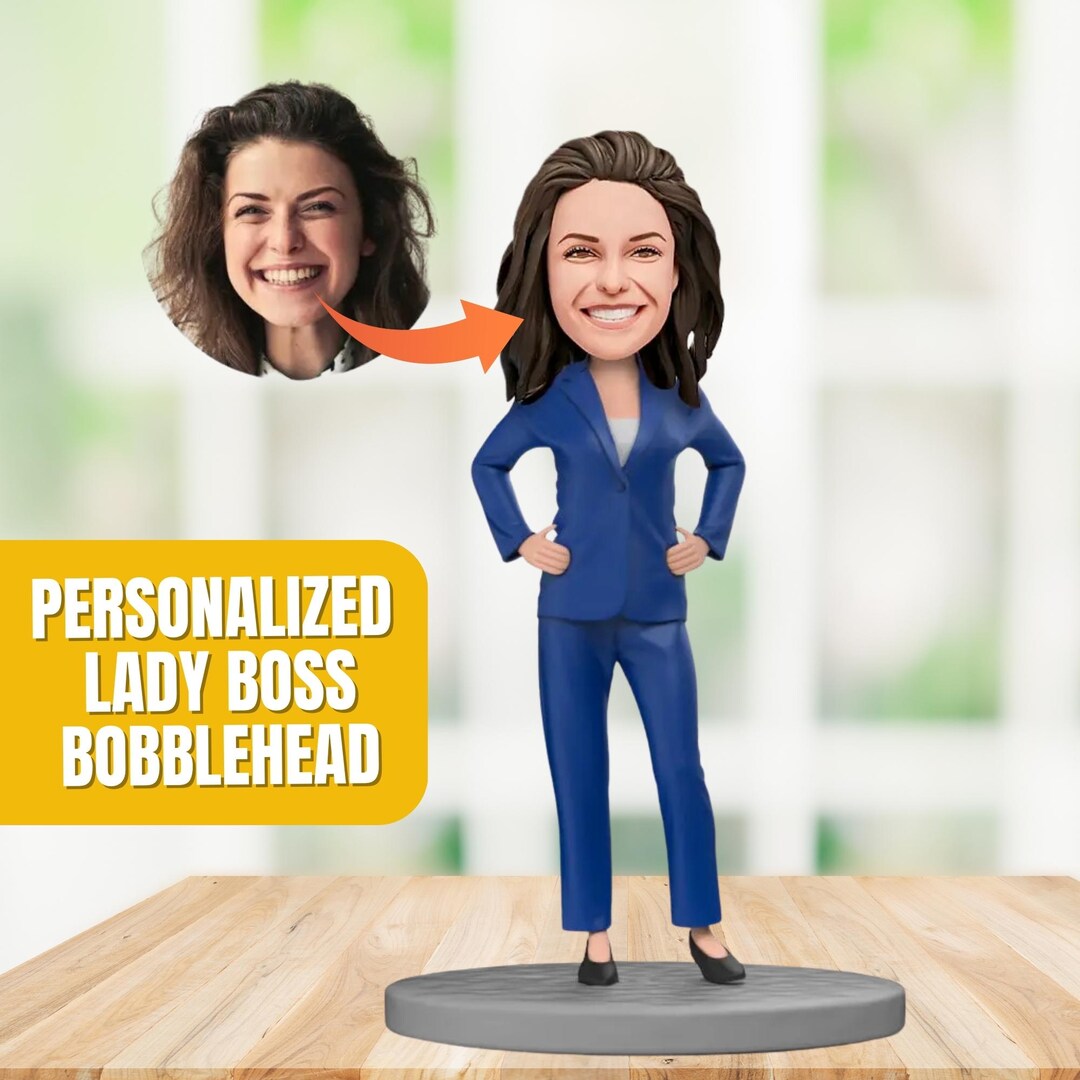 Custom Female Boss Bobblehead in White Suit Custom Bobblehead ...