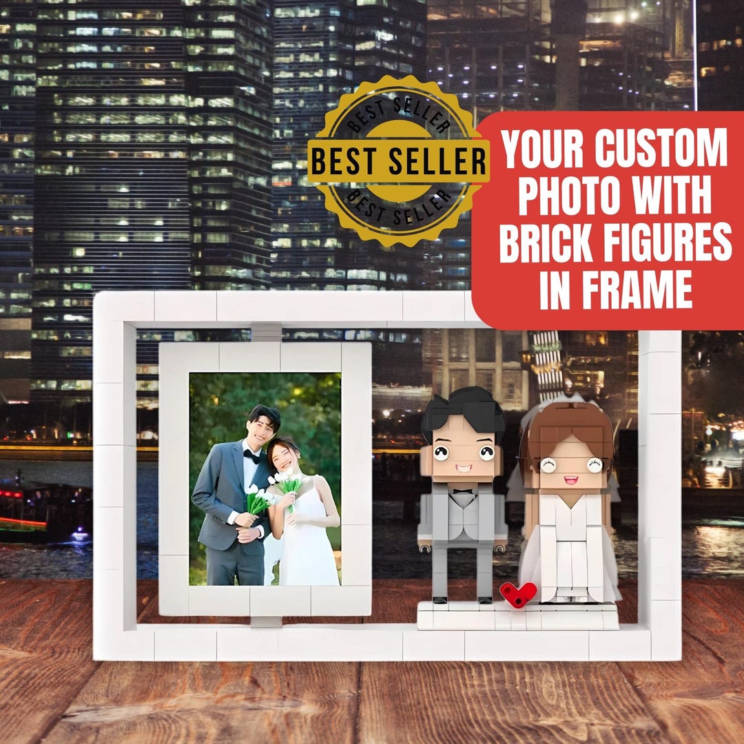 Custom Brick Photo Puzzle 2 People Brick Figures Photo Frame Block Home ...