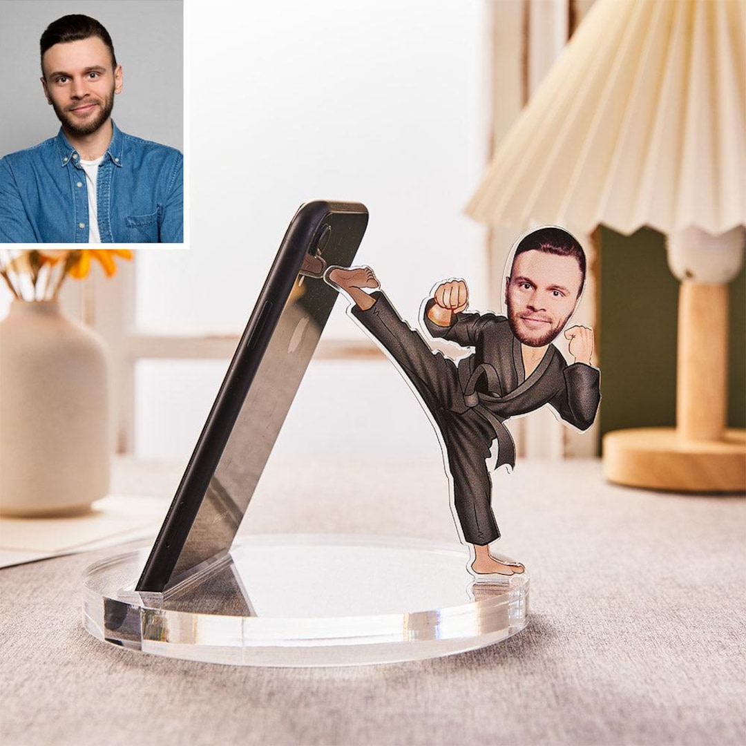 Personalized Photo Acrylic Phone Stand Custom Mobile Holder Unique Desk ...