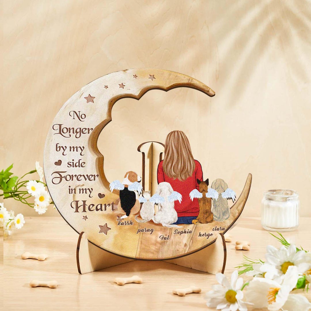 Custom Memorial Dog Moon Wooden Art Memorial Gift Idea for Cat ...
