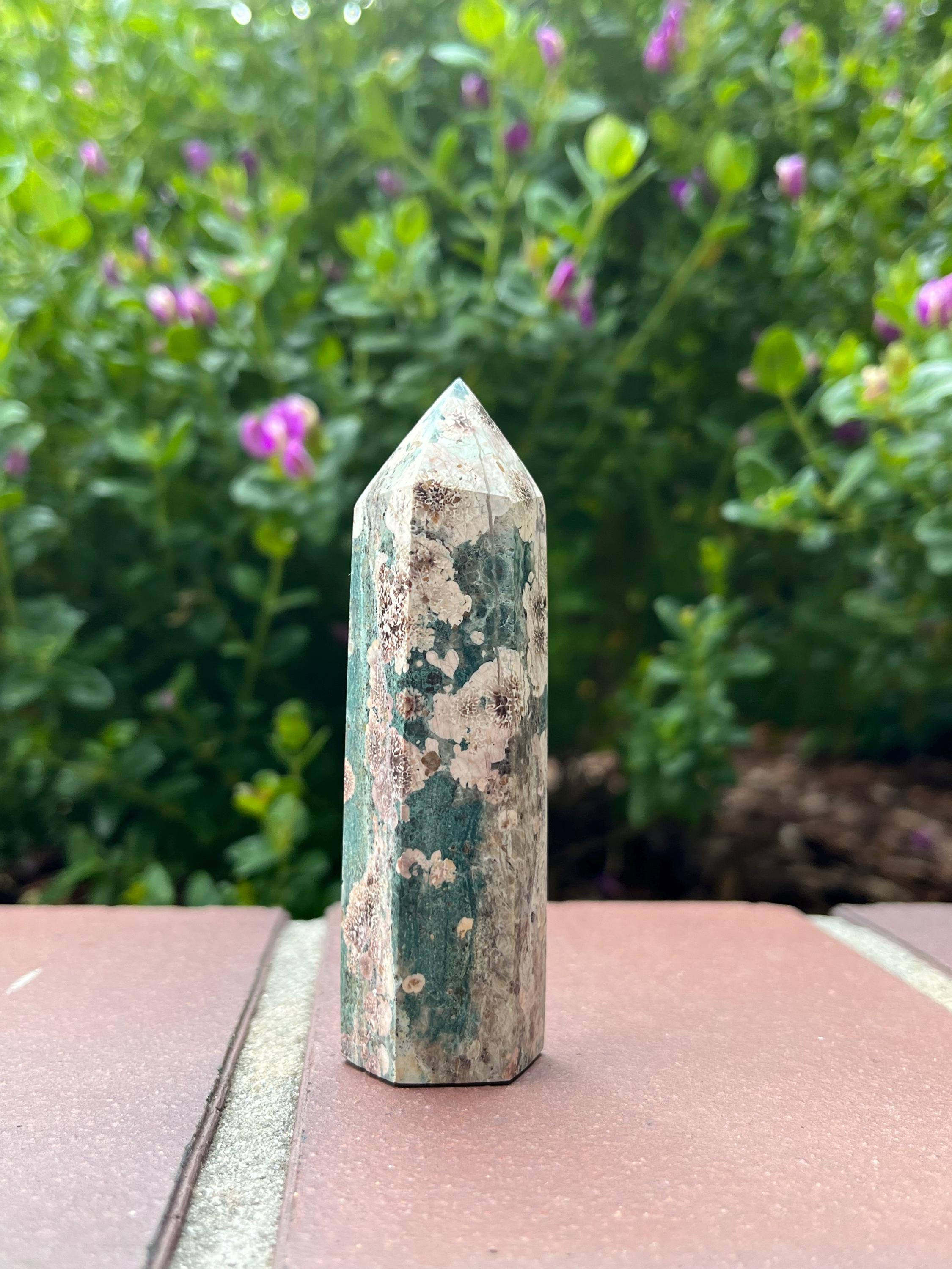 Sakura Flower Jasper Tower / Rhyolite Green Flower Jasper / Cherry ...