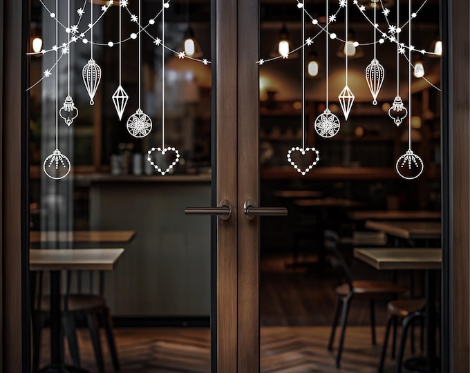 Christmas Chalk Marker Template – Branch With Baubles & Stars – Window ...