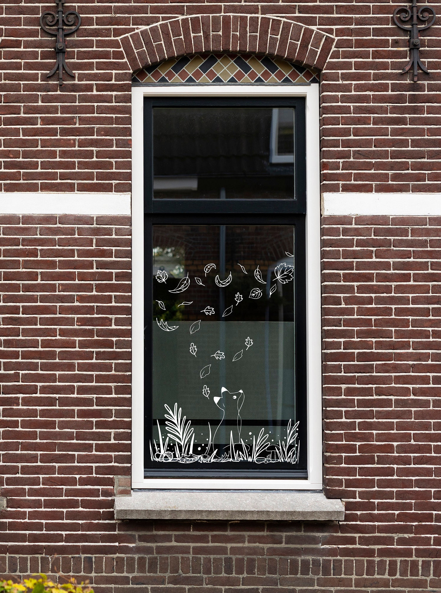 Autumn Window Fox Chalk Marker Template | Png & Pdf, Autumn Decoration ...