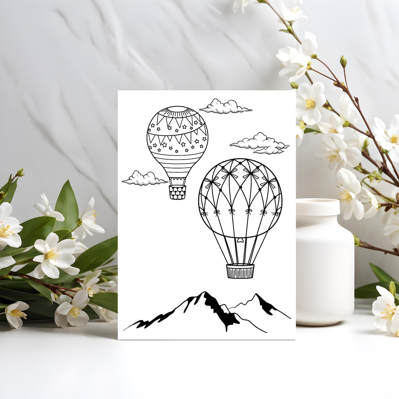Chalk Marker Template – Hot Air Balloon Design for Window Decoration - Etsy