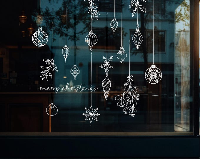 Christmas Chalk Marker Template – Branch With Baubles & Stars – Window ...
