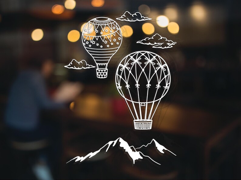 Chalk Marker Template – Hot Air Balloon Design for Window Decoration - Etsy