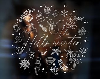 Winter Window Chalk Marker Template | Png & Pdf Digital Download for ...