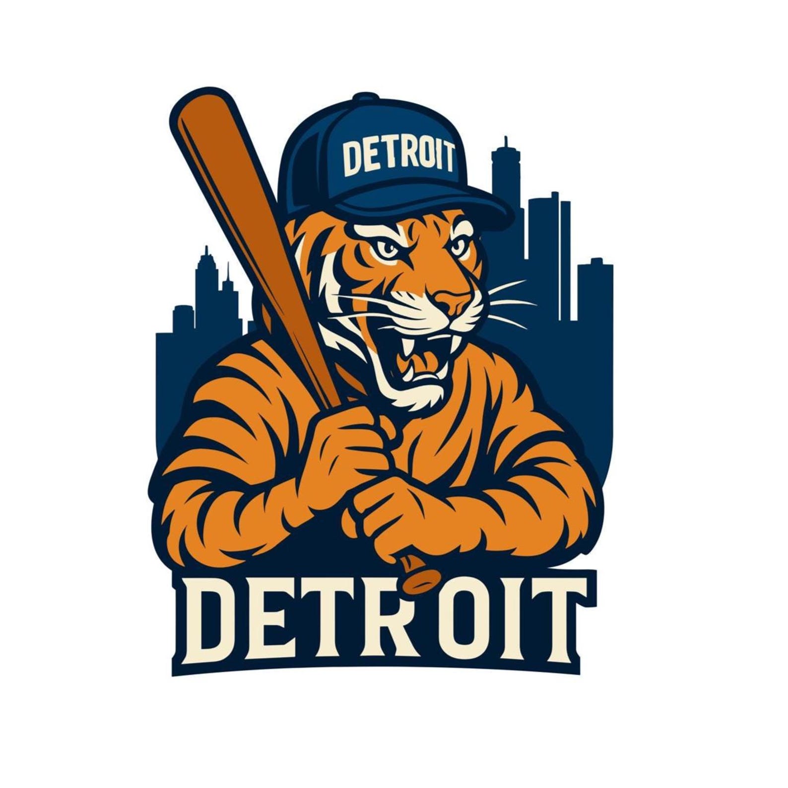 Detroit Baseball-inspired Tiger Design – Retro Sports Graphic PNG for T ...