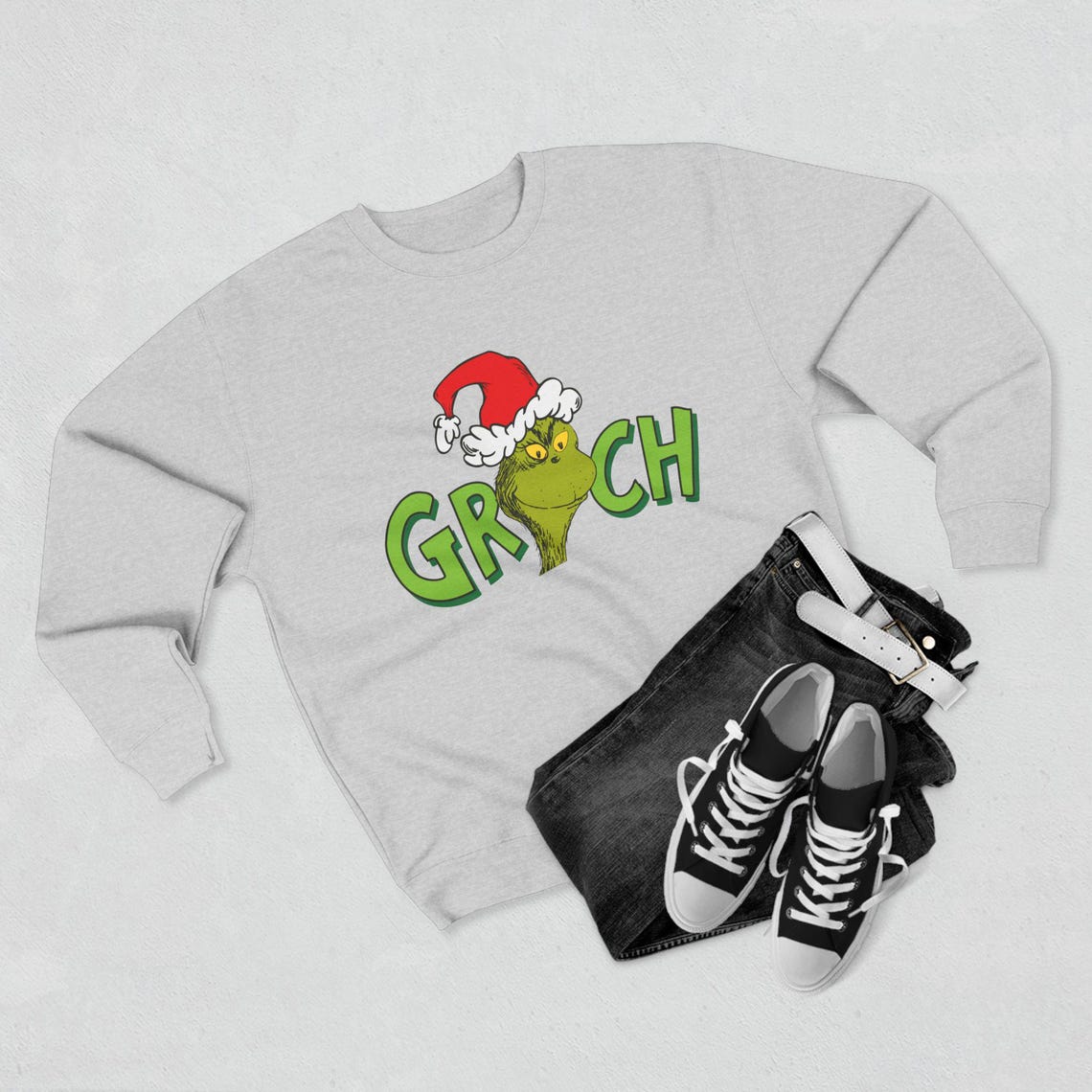 Grinch Christmas SVG PNG | Funny Grouchy Face With Santa Hat | Holiday ...