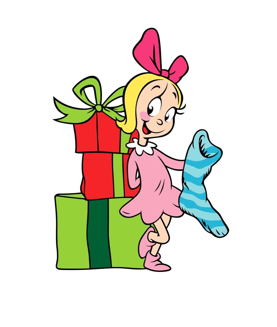 Cindy Lou Who Christmas SVG PNG | Cute Holiday Clipart | Xmas Gift Box ...