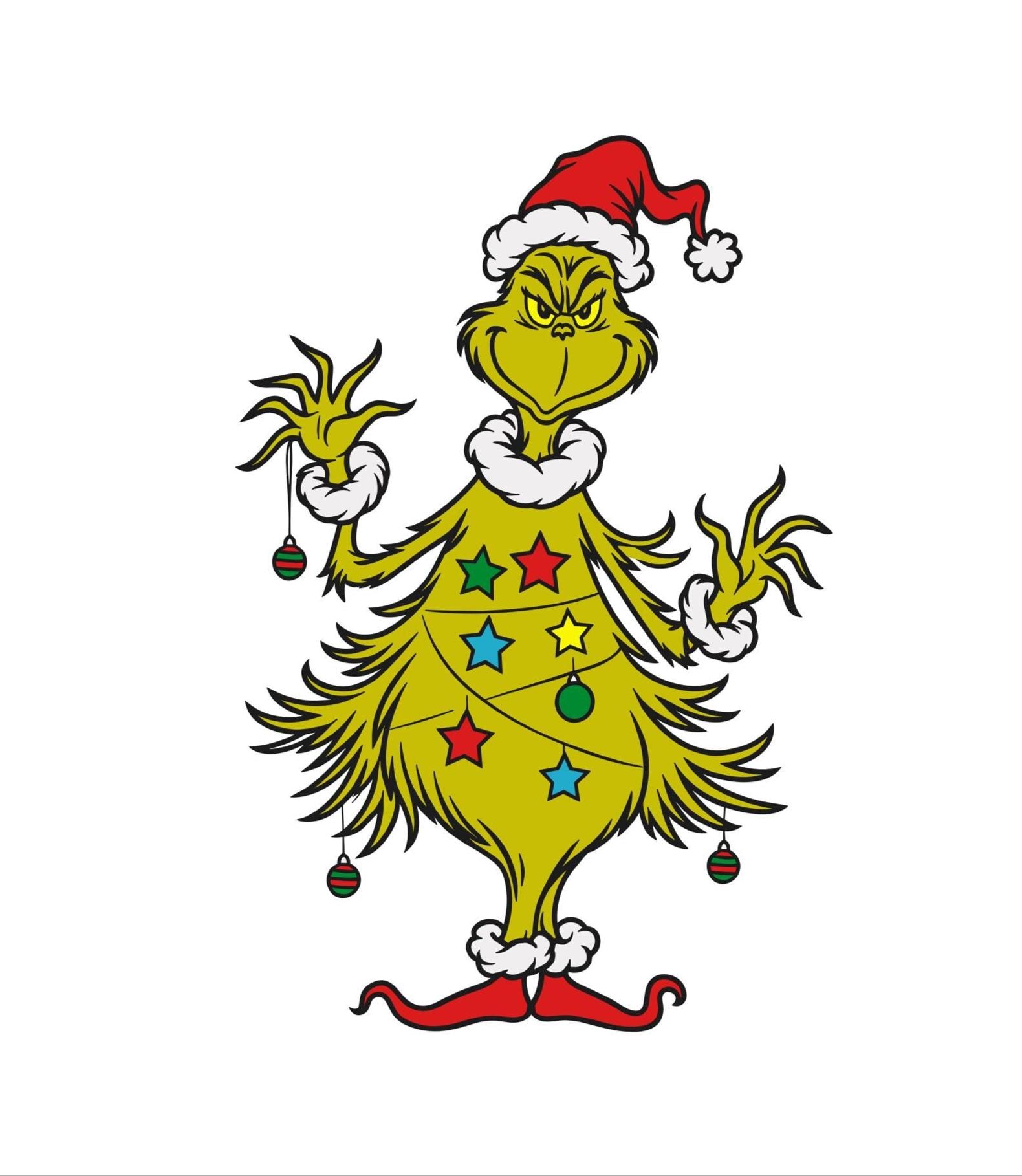 Grinch Christmas Tree SVG | Funny Grinch in Santa Hat | Grinchmas PNG ...