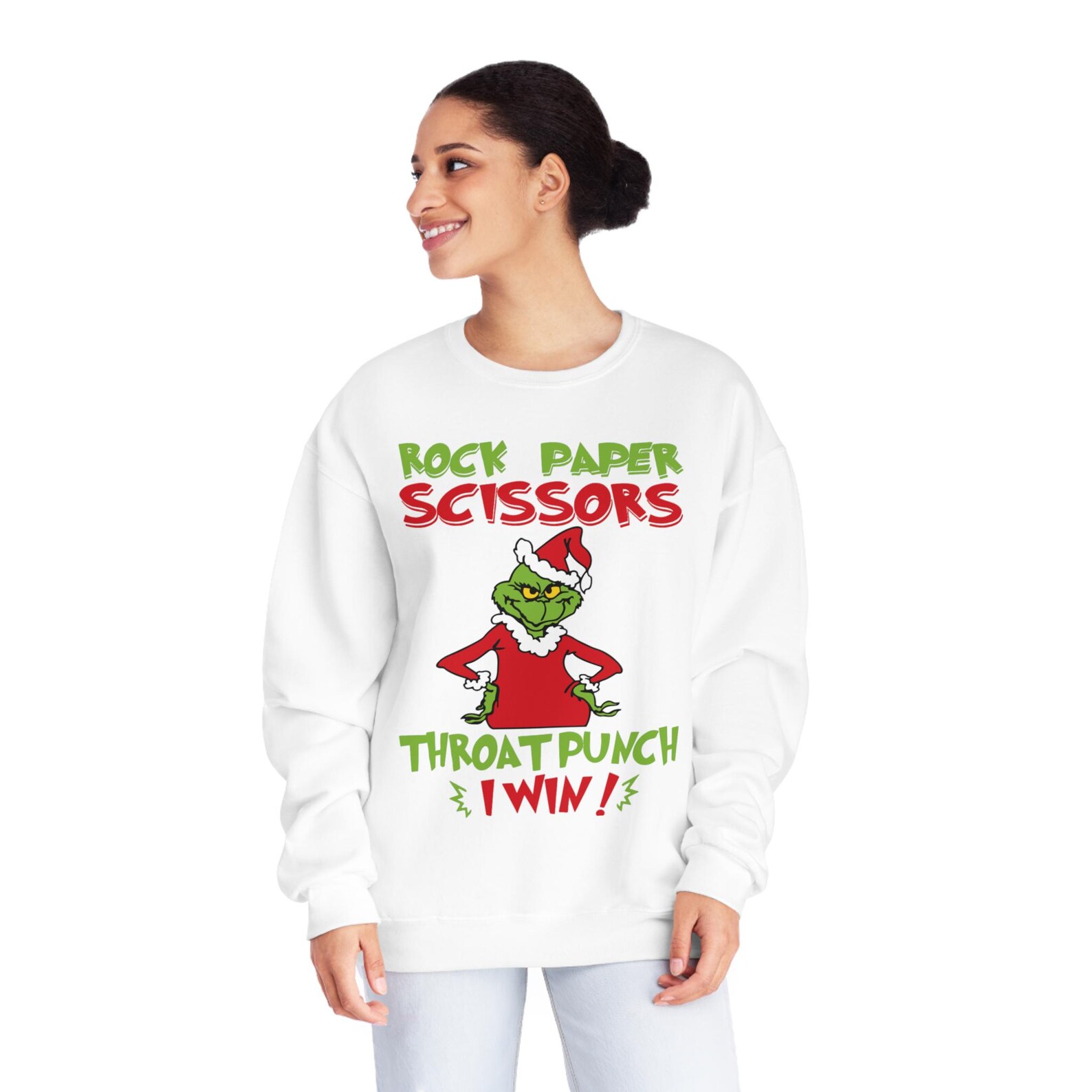 Rock Paper Scissors Throat I Win Grinch Christmas Shirt,funny Holiday ...