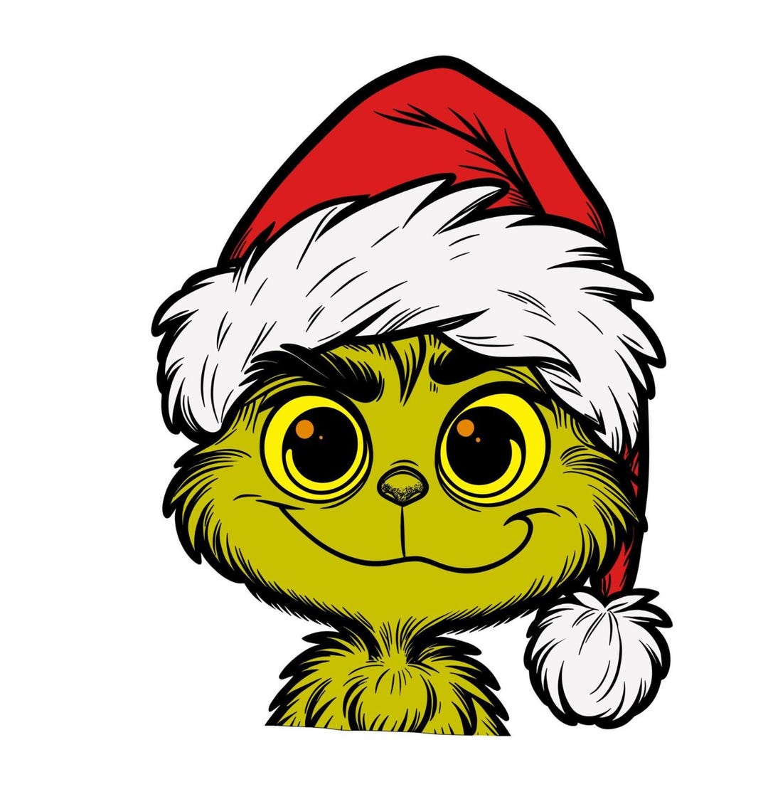 Baby Grinch Christmas SVG | Cute Grinch Face With Santa Hat | Funny ...