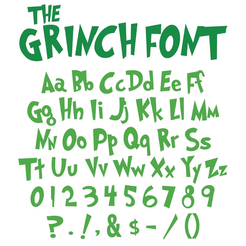 Grinch Alphabet Prints - Etsy