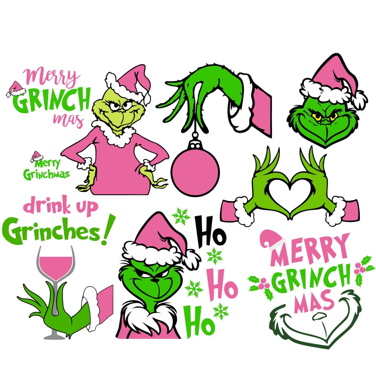 Pink Grinch Christmas Clipart Set (svg, Png, Eps, Dxf) – Digital ...