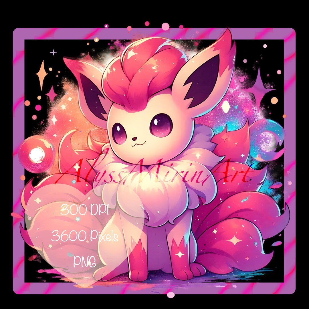 Vulpix Stylized Vibrant Splash Clipart PNG - Etsy