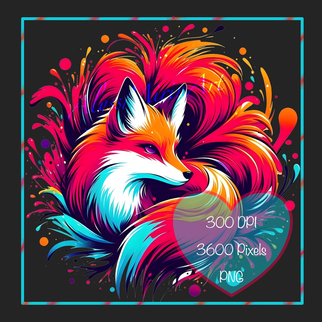 Red Fox Rainbow Paint Splash Clipart: Watercolor Animal Kingdom Decal ...