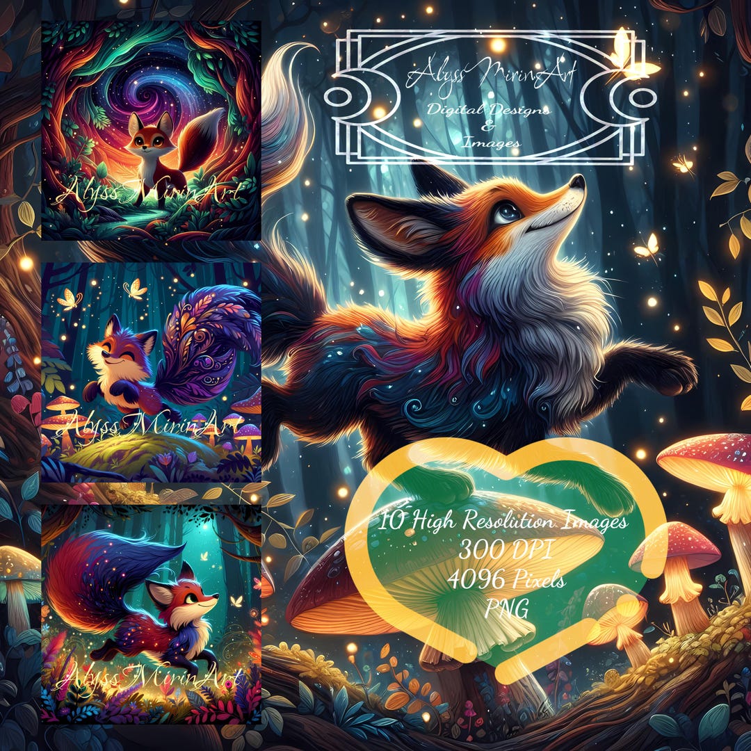Whimsical Twilight Fox Wallpaper Series: 10 Digital Download Image ...