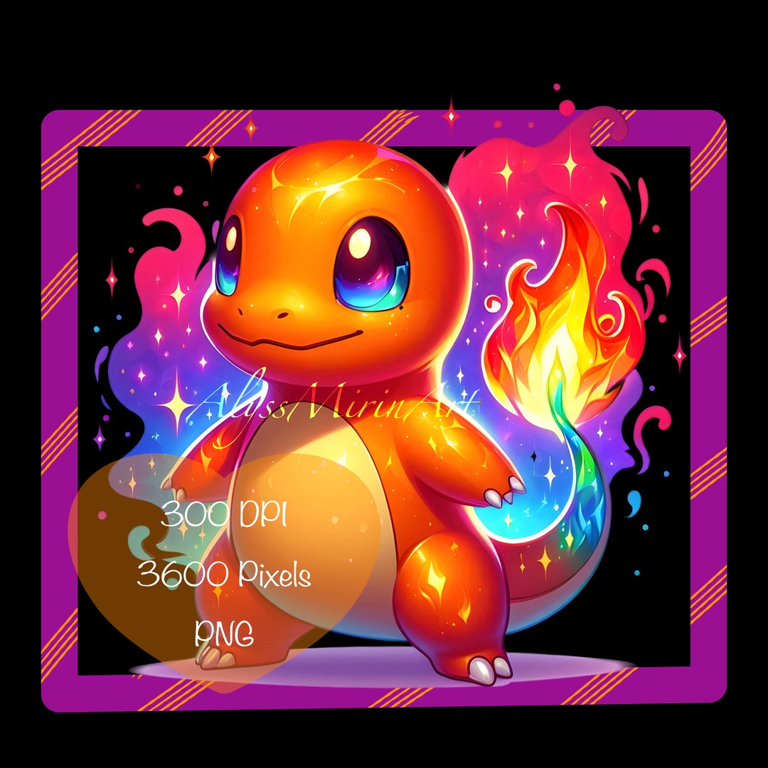 Charmander Rainbow Tail Pokemon Fanart Clipart PNG - Digital Download ...