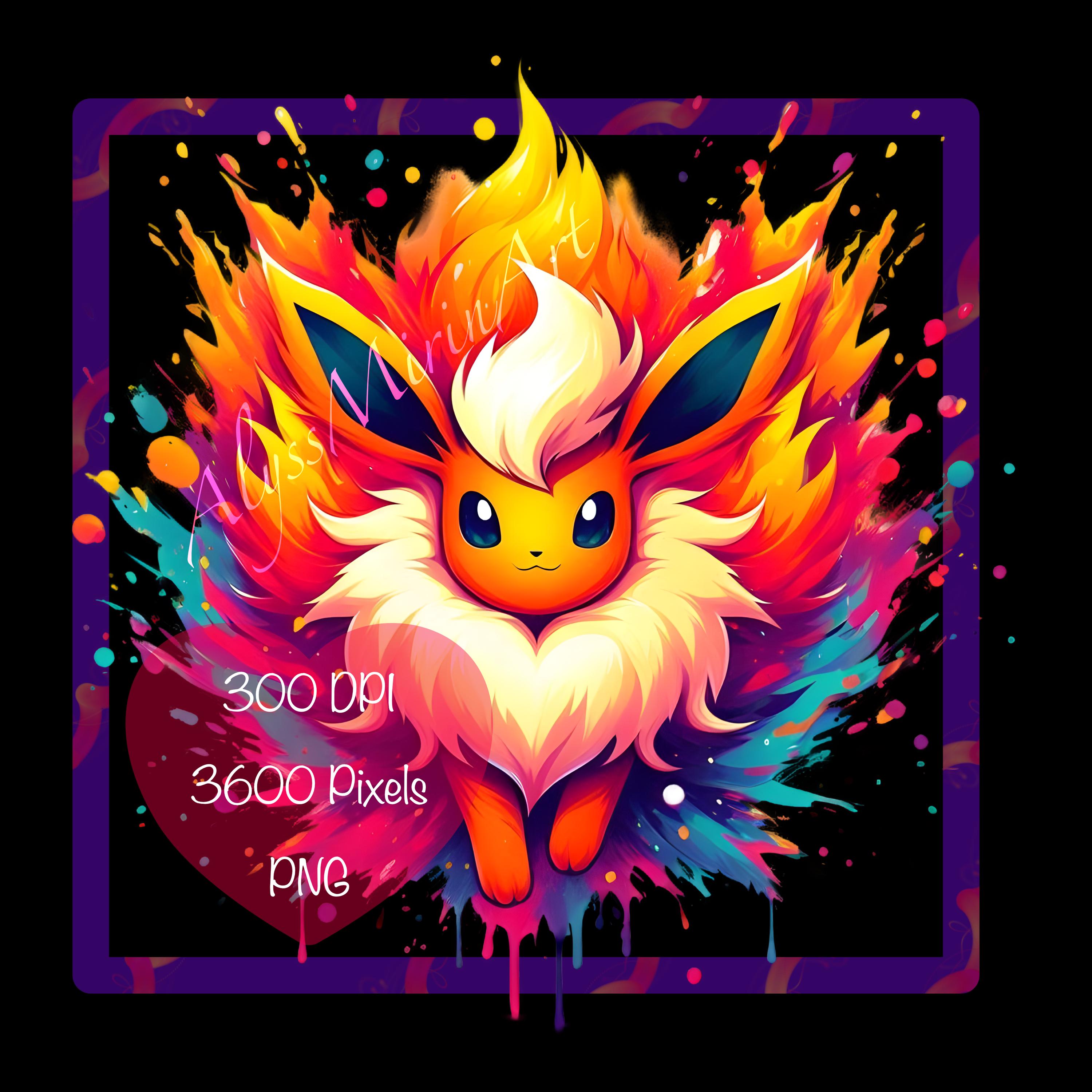 Flareon Rainbow Paint Splash Clipart PNG - Gen 1 Pokémon Fan Art ...
