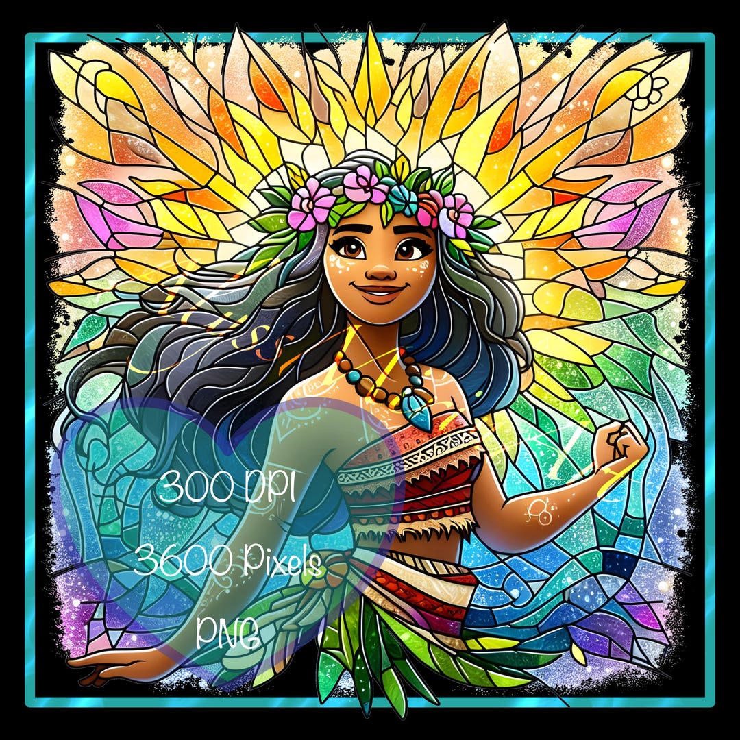 Moana Stained Glass - Moana - Rainbow Splash Clipart PNG - Etsy