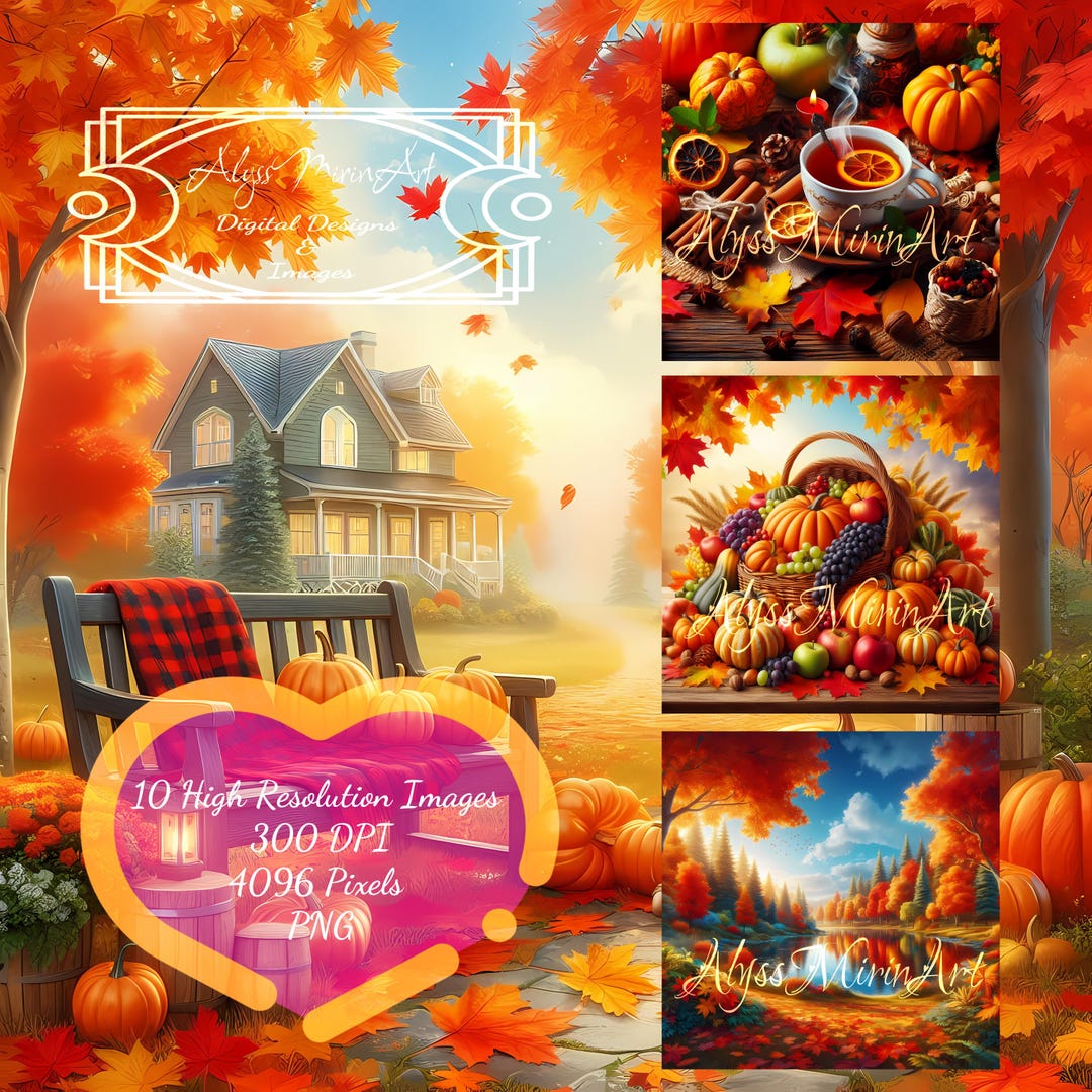 Colorful Fall Autumn Scenery Wallpaper Series: 10 Digital Download ...