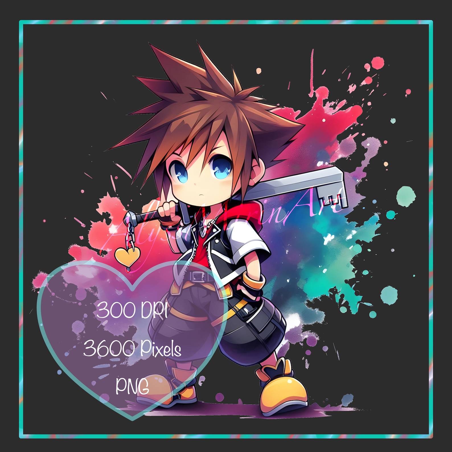 Serious Chibi Sora Watercolor Splash Decal - Kingdom Hearts - Video ...