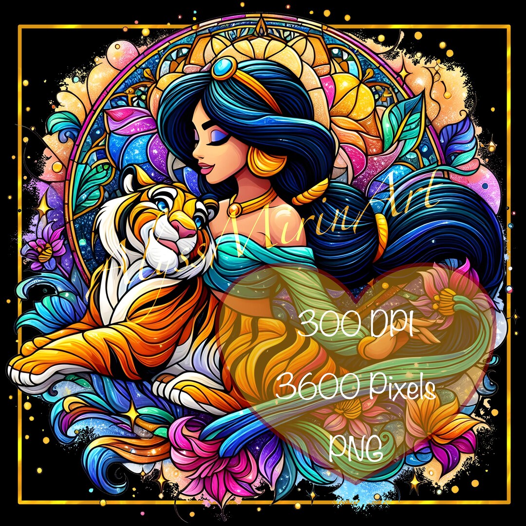 Jasmine and Raja Stained Glass - Aladdin Fan Art - Rainbow Splash ...