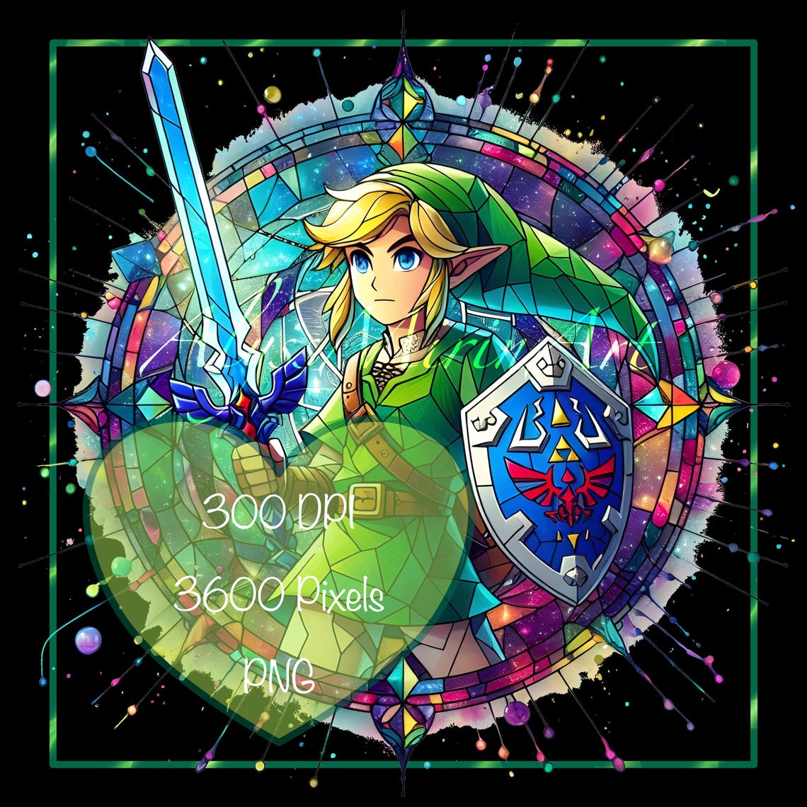 Link Stained Glass Mural Rainbow Splash - the Legend of Zelda - Clip ...