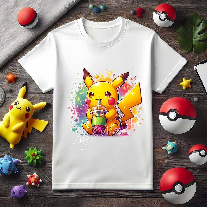 Pikachu Boba Tea Splash Clipart PNG - Etsy