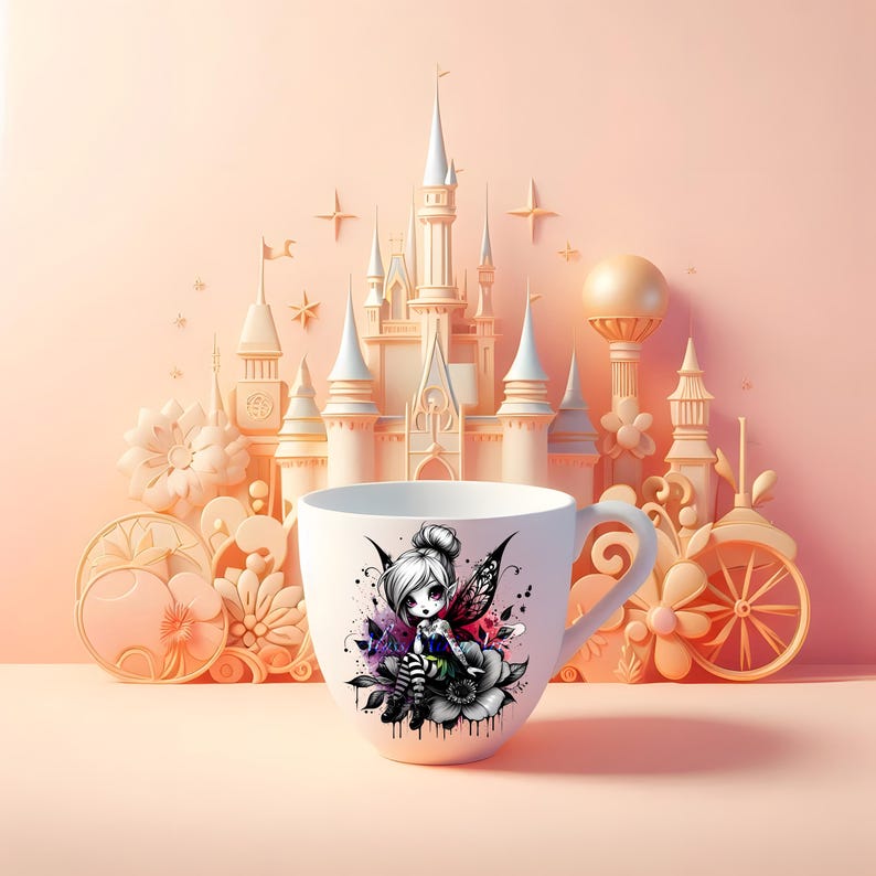 Goth Tinker Bell Fan Art Clipart: Chibi Rainbow Splash PNG - Digital ...