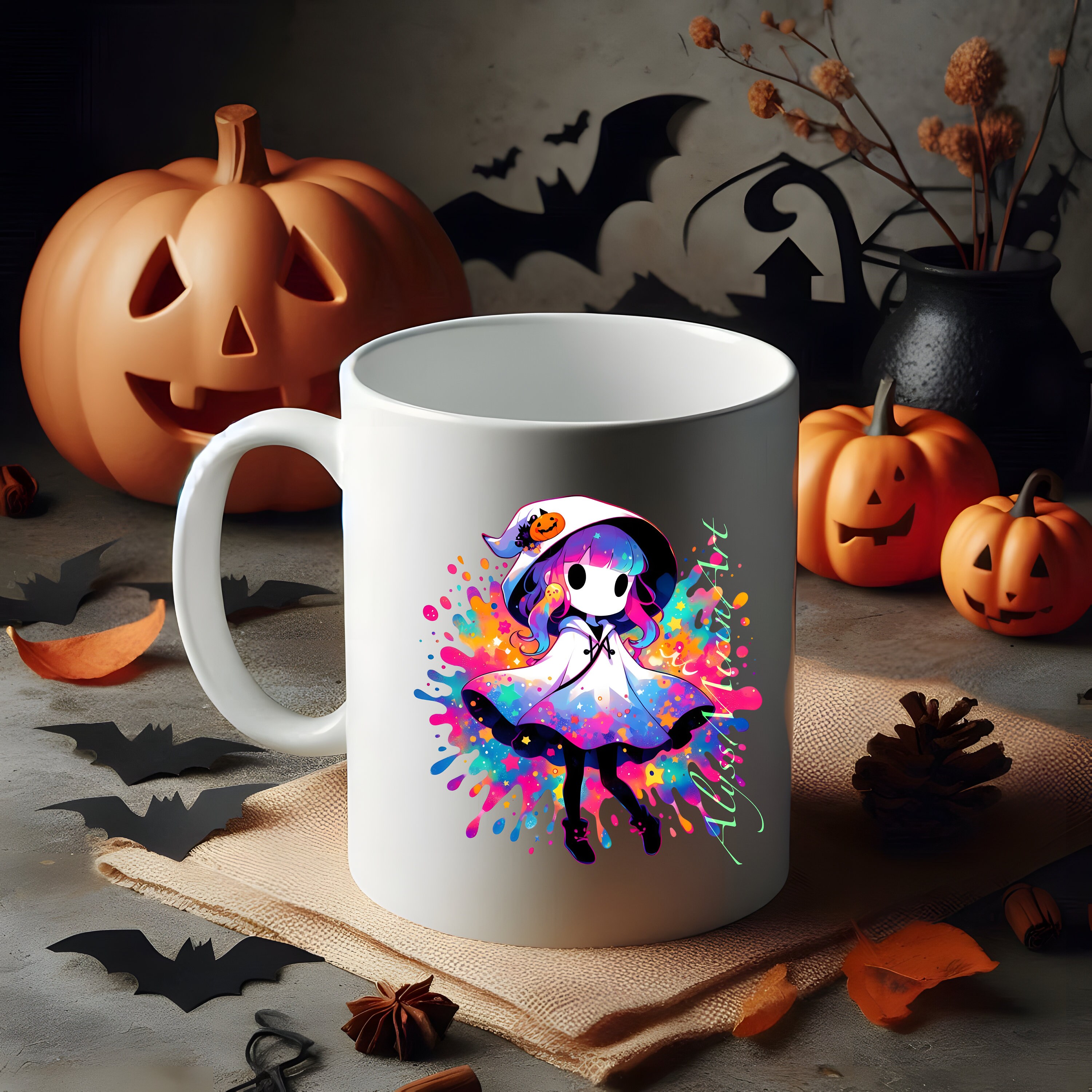 Rainbow Ghost Mask Girl Halloween Clipart PNG - Digital Download File ...