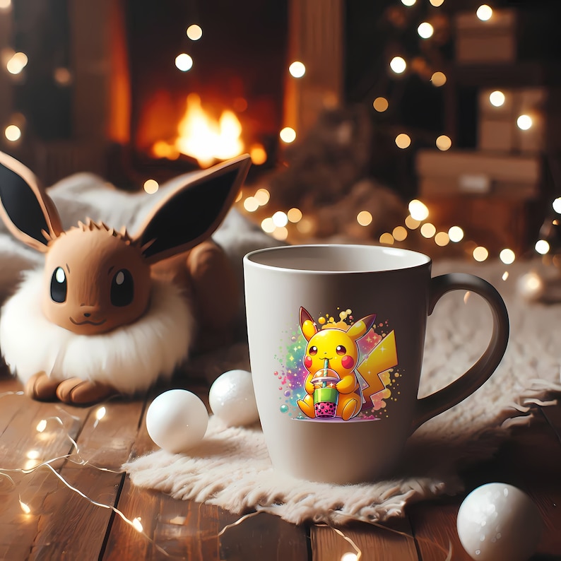 Pikachu Boba Tea Splash Clipart PNG - Etsy