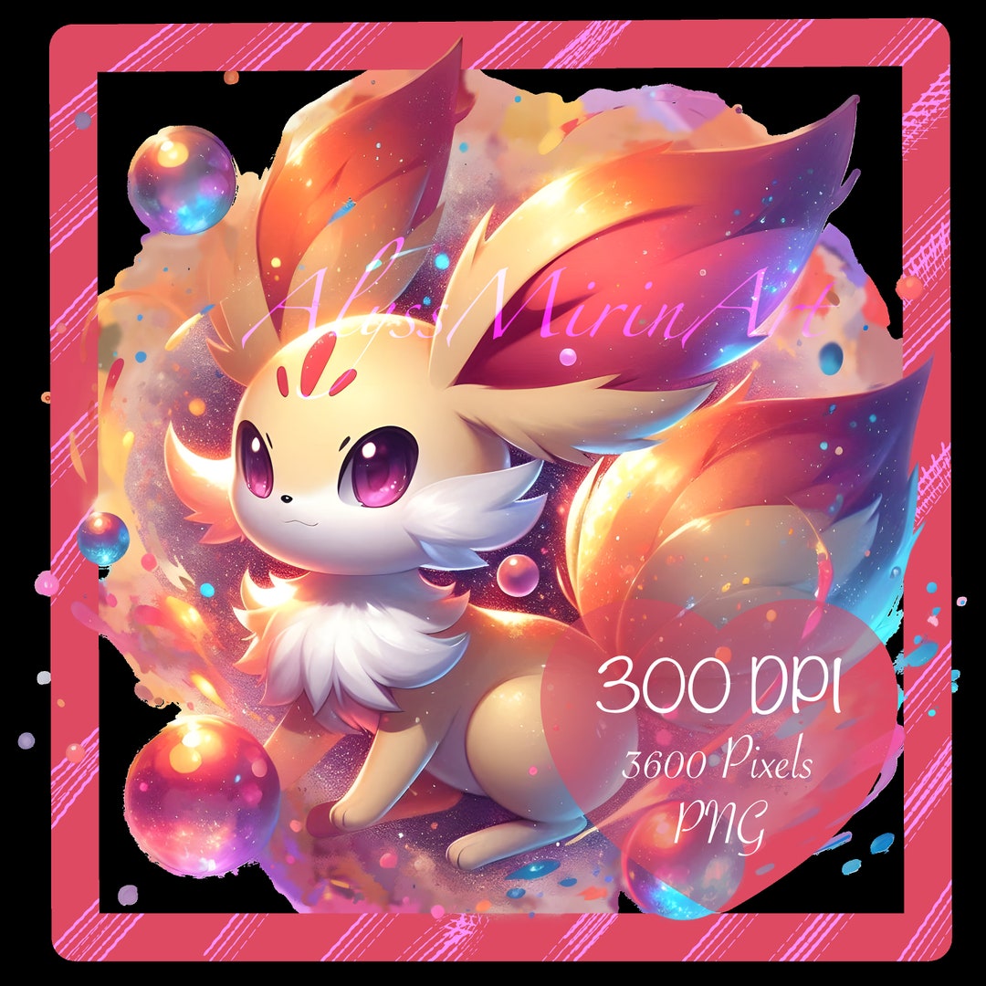 Fennekin Rainbow Bubbles - Pokémon Fire Starter - Gen 6 Pokémon Clipart ...